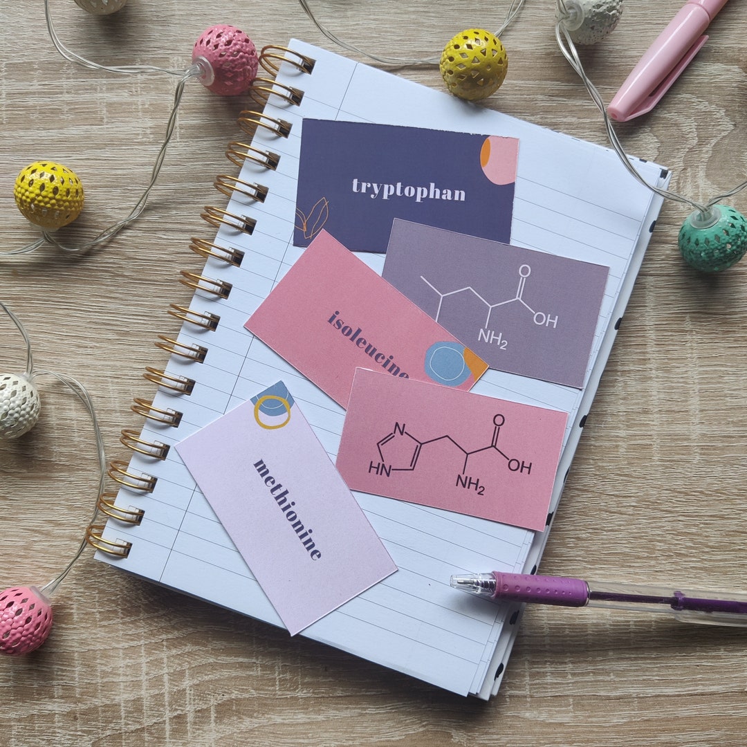 Amino Acid Flashcards Purple Pink Biochemistry Flashcards Organic ...