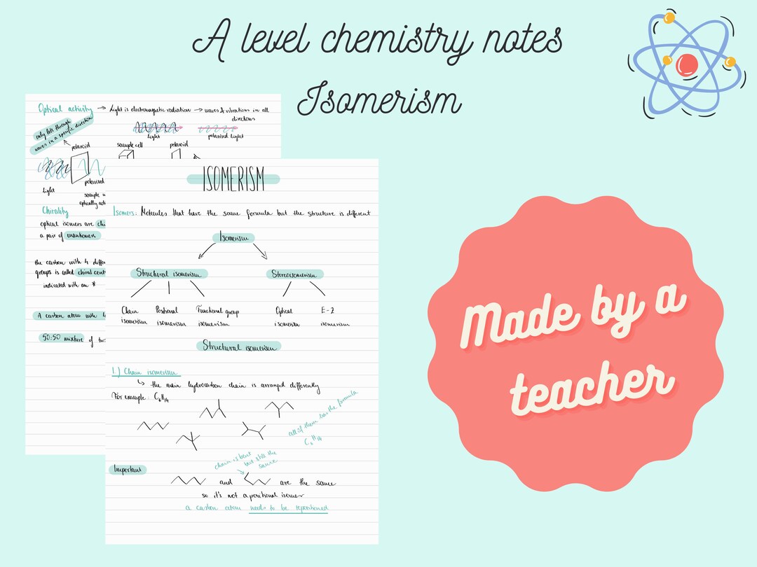 Isomerism A Level Chemistry Notes Digital Notes for Exam - Etsy