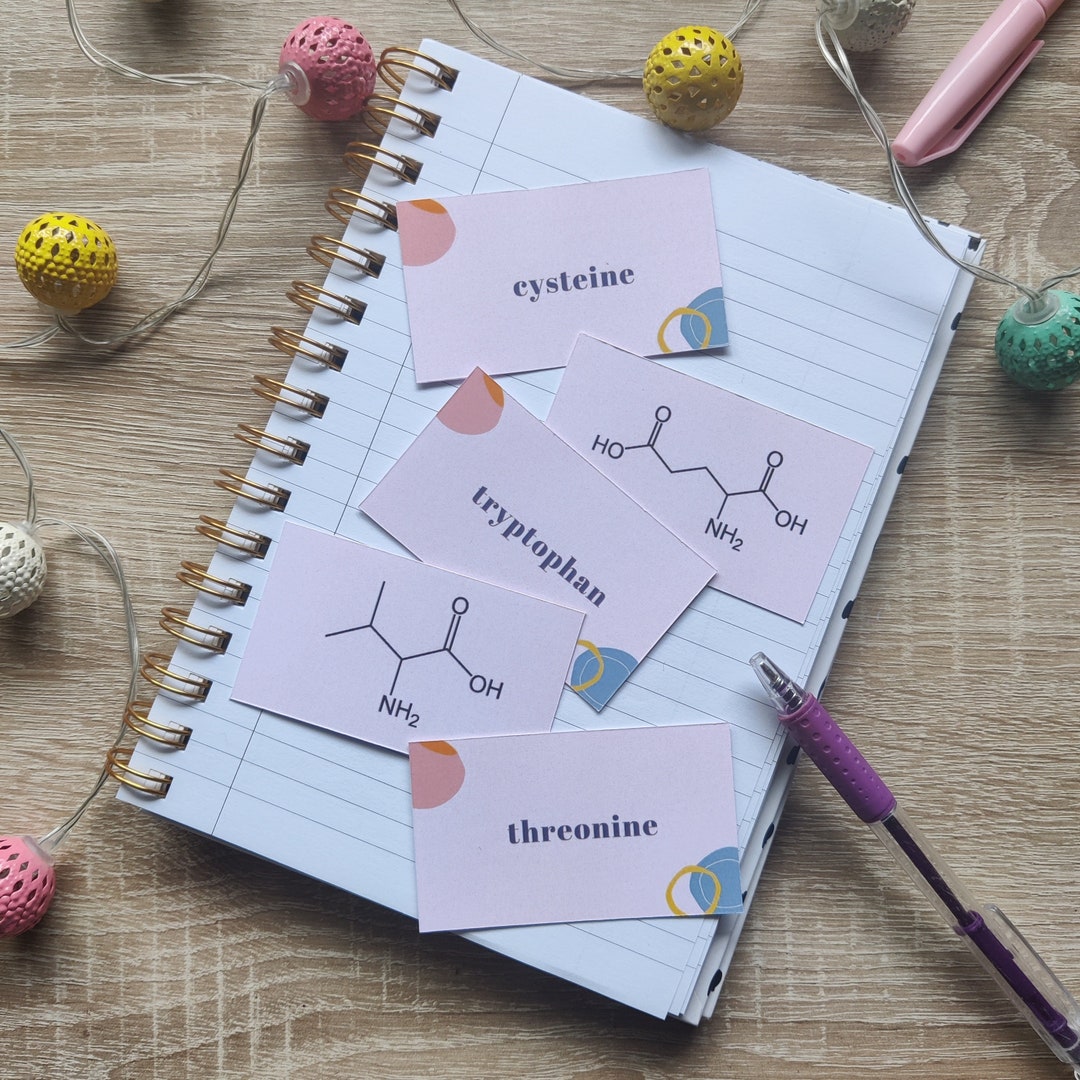 Amino Acid Flashcards Pink Biochemistry Flashcards Organic Chemistry ...