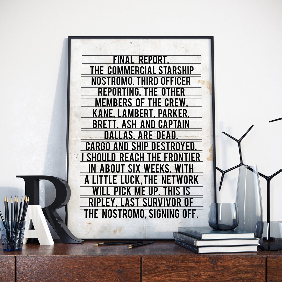 Nostromo, Final Report Wall Art, Nostromo Alien Poster, Alien, Ripley ...
