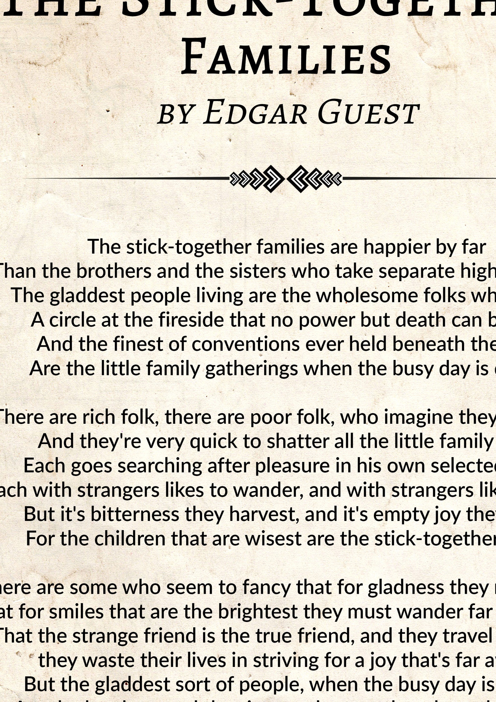 The Stick-together Families' by Edgar Guest Edgar Guest - Etsy Denmark