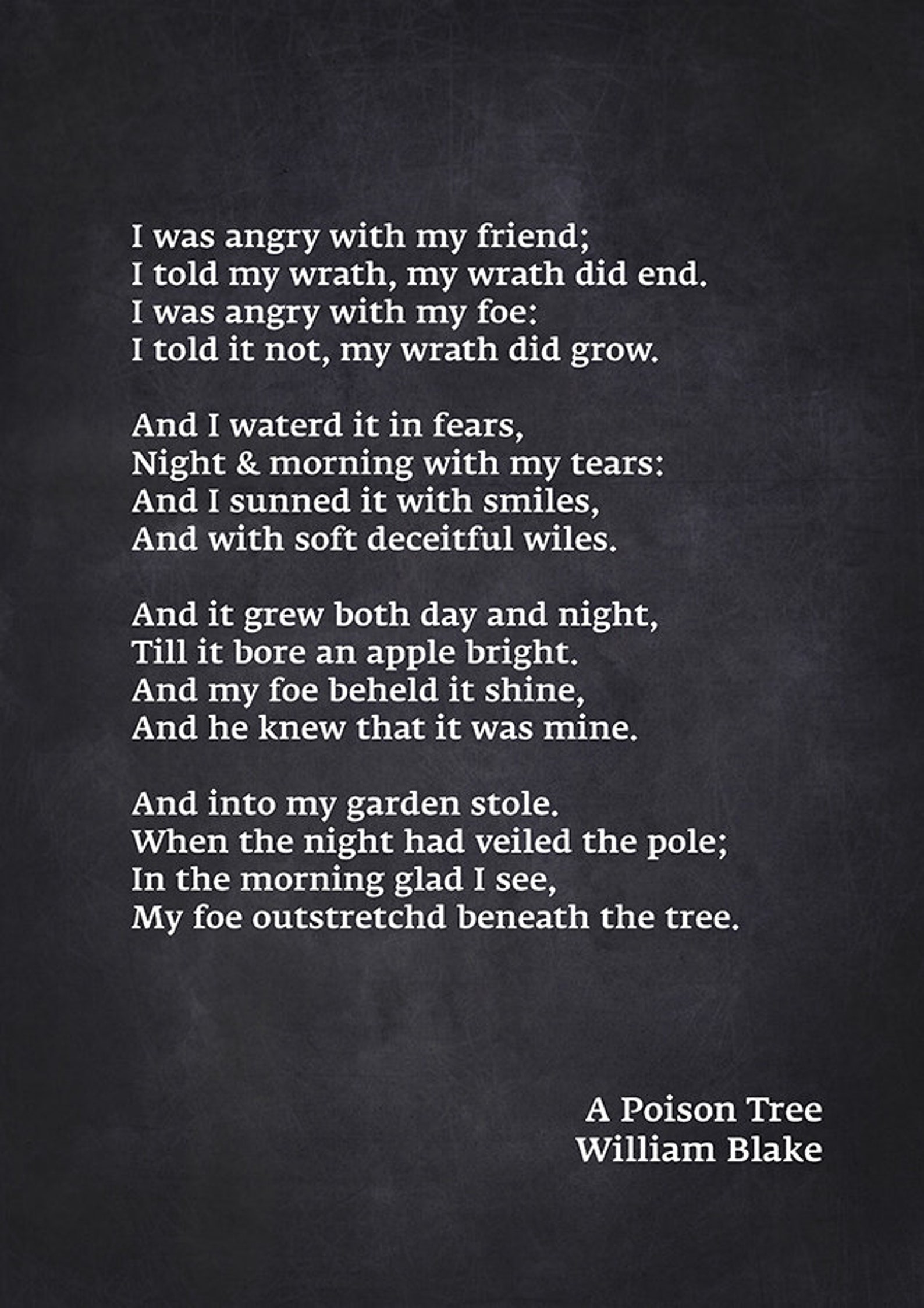 A Poison Tree by William Blake A Poison Tree Poem Wall Art - Etsy UK