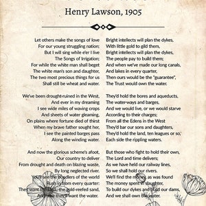 The Water, 1905 by Henry Lawson, Henry Lawson, Henry Lawson Poem, Henry ...