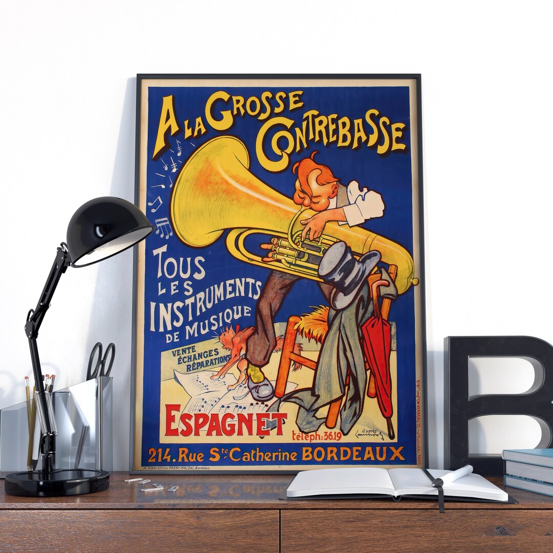 A La Grosse Contrebasse Tuba Instruments of Music French, Vintage ...