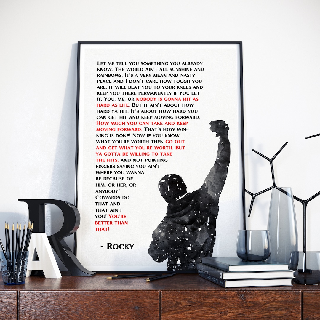 Rocky Inspirational Poster, Rocky Quote, Rocky Print, Watercolor Rocky ...
