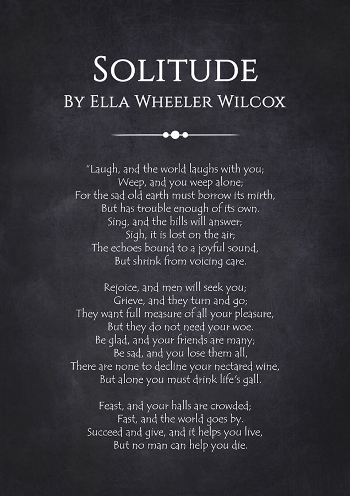 Solitude by Ella Wheeler Wilcox... Ella Wheeler Wilcox - Etsy