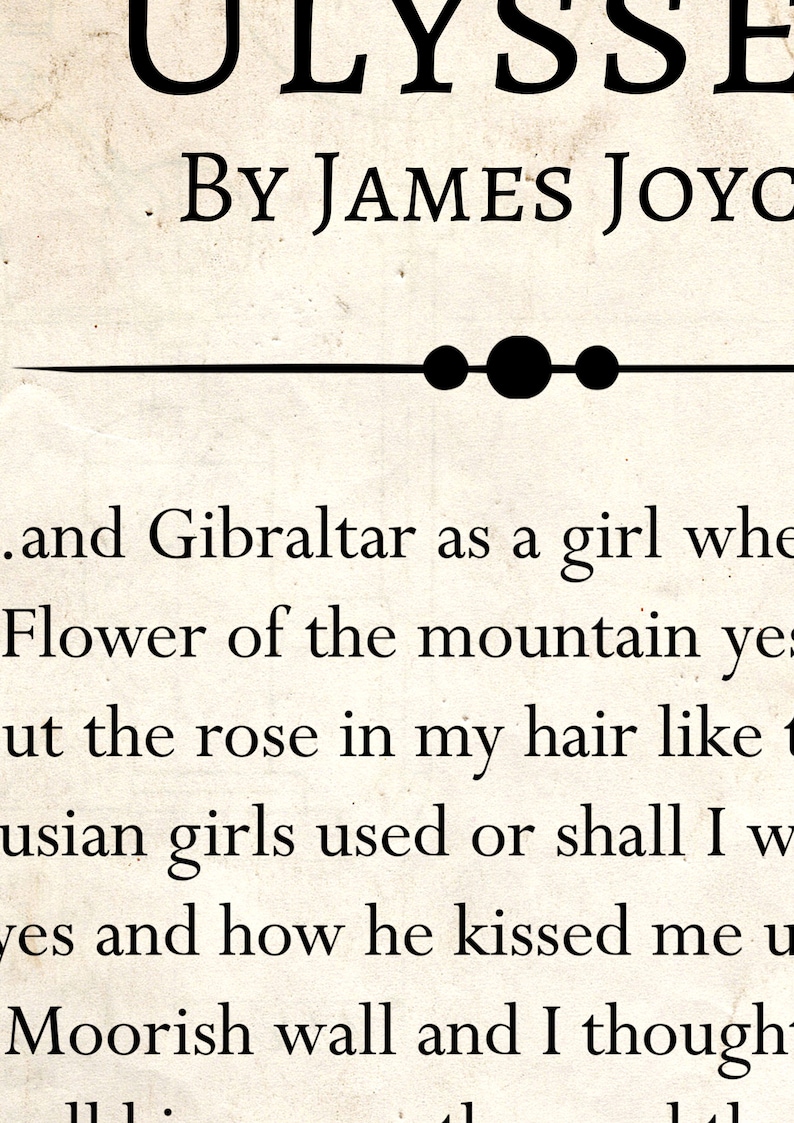 Ulysses by James Joyce Ulysses Wall Art Ulysses Excerpt - Etsy