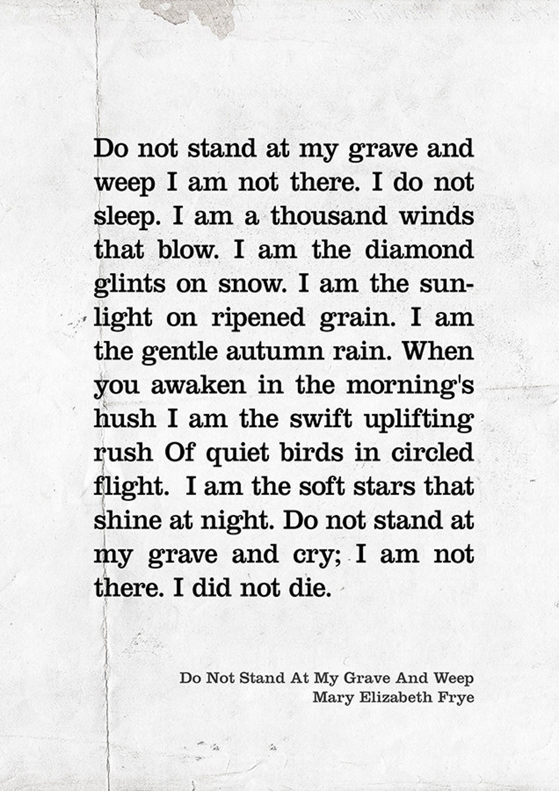 Mary Elizabeth Frye Mary Elizabeth Frye Poetry Do Not Stand - Etsy