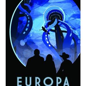 Europa, Europa Moon Poster, Jupiter II, Galilean Moon Vintage Poster ...