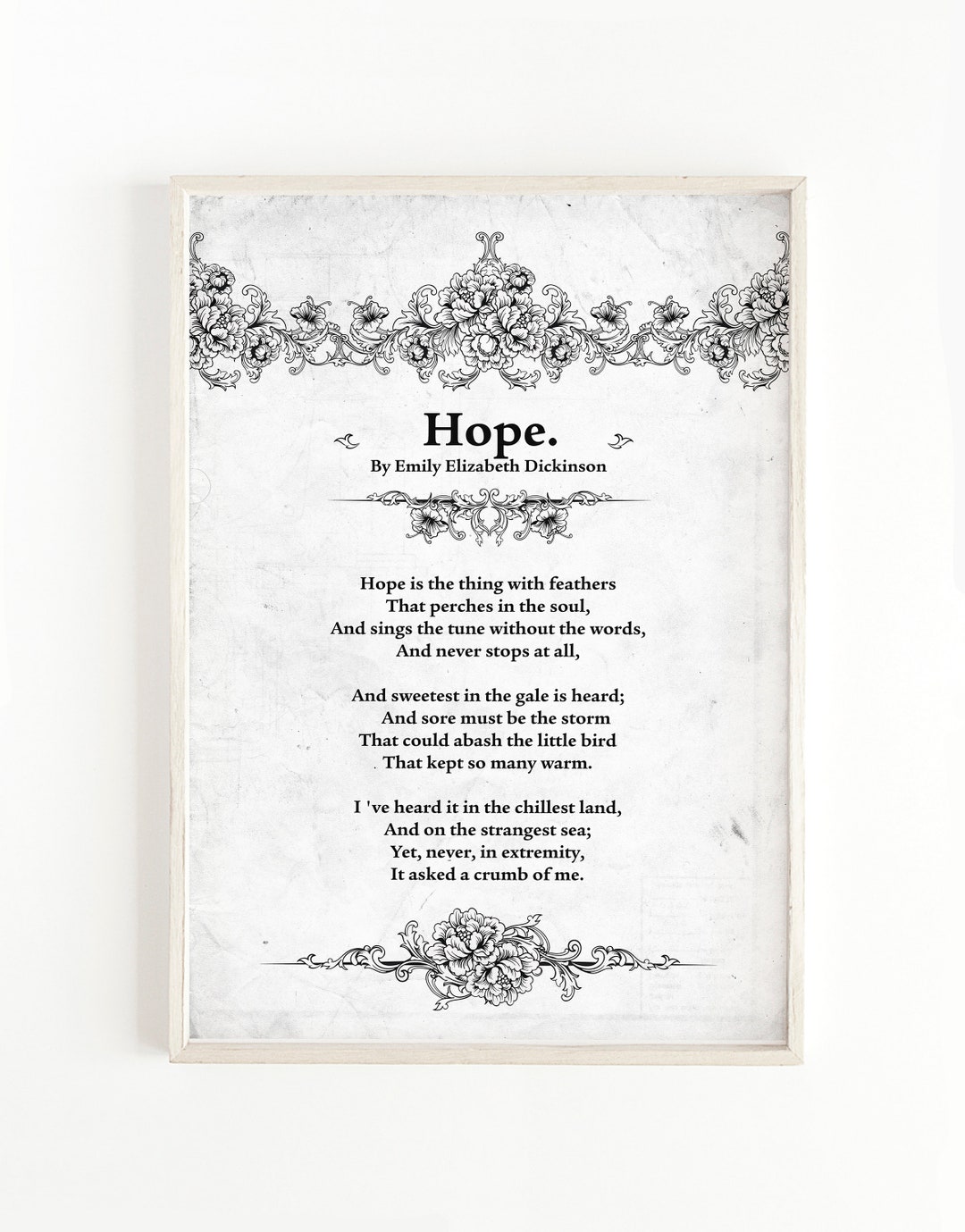Hope by Emily Dickinson, Emily Dickinson Poem Wall Art, Emily Dickinson ...