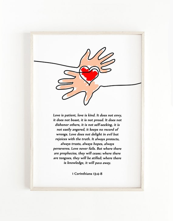 Line Art Poster Line Art Bible Verse Artwork Corinthians 13 | Etsy