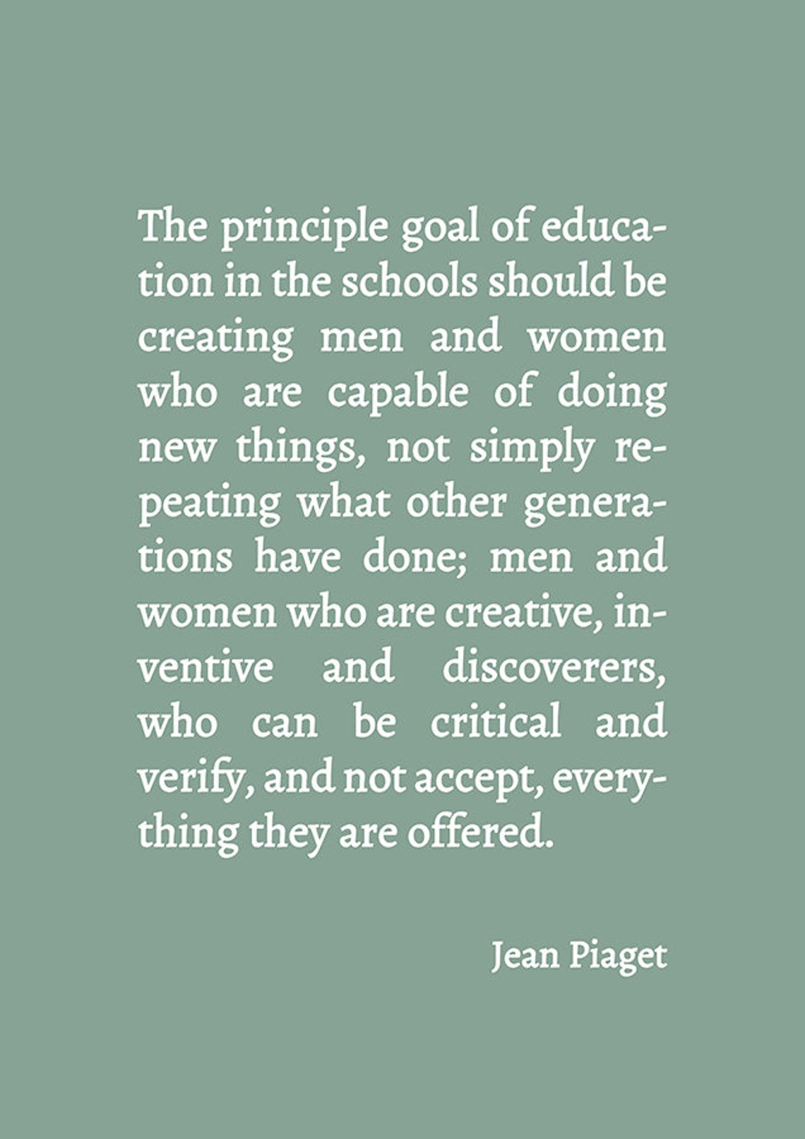 Jean Piaget Jean Piaget Quote Swiss Psychologist Quote | Etsy