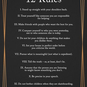 12 Rules for Life Poster, 12 Principles, JP Artwork, 12 Rules of Life ...