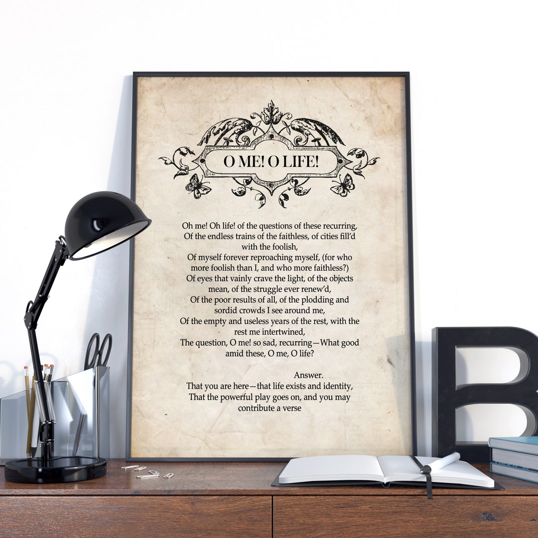 Oh Me Oh Life by Walt Whitman Poem, Walt Whitman, Walt Whitman Poster, Walt Whitman Quote, Walt ...