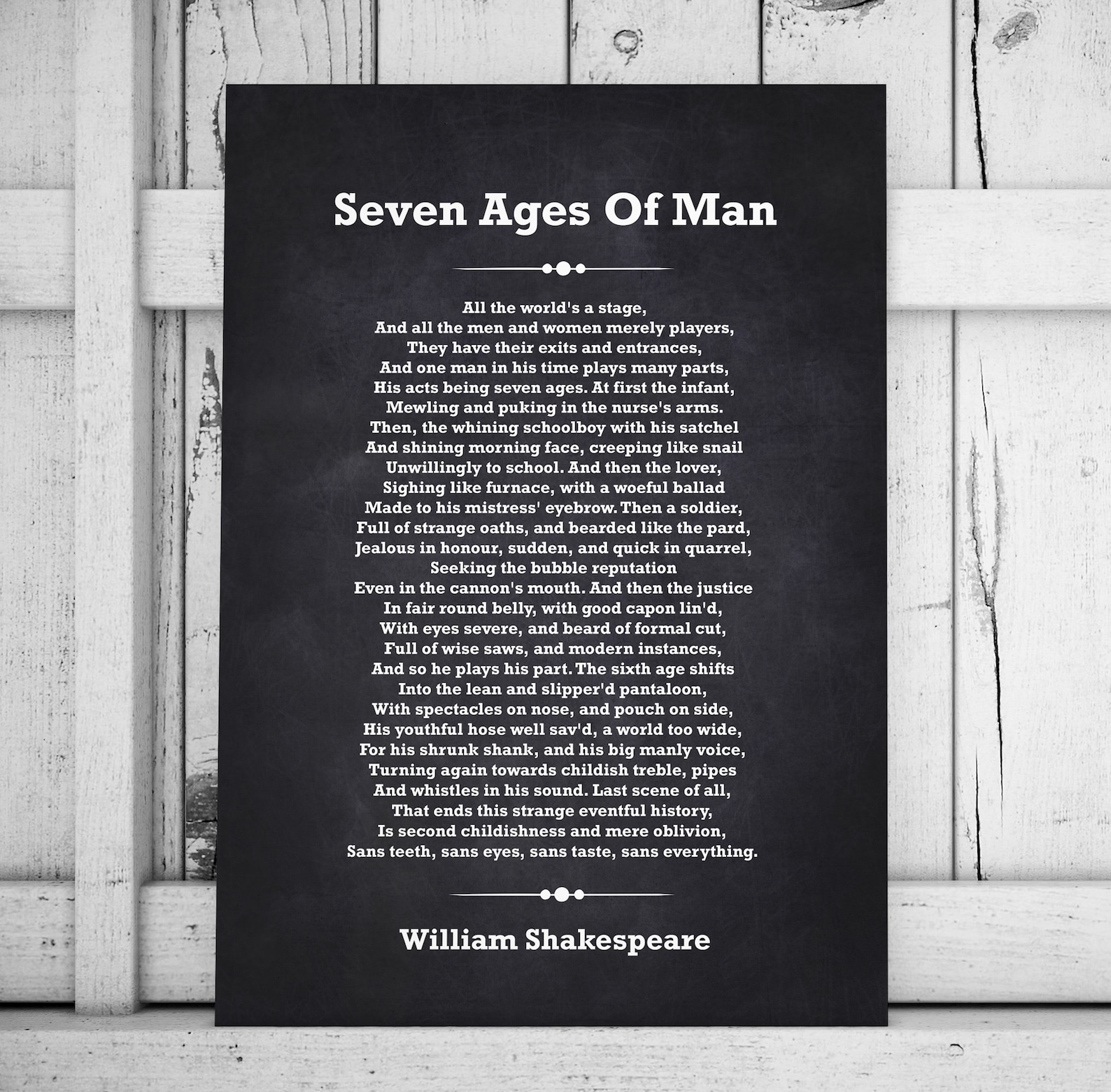 Seven Ages of Man by William Shakespeare William Shakespeare - Etsy Norway