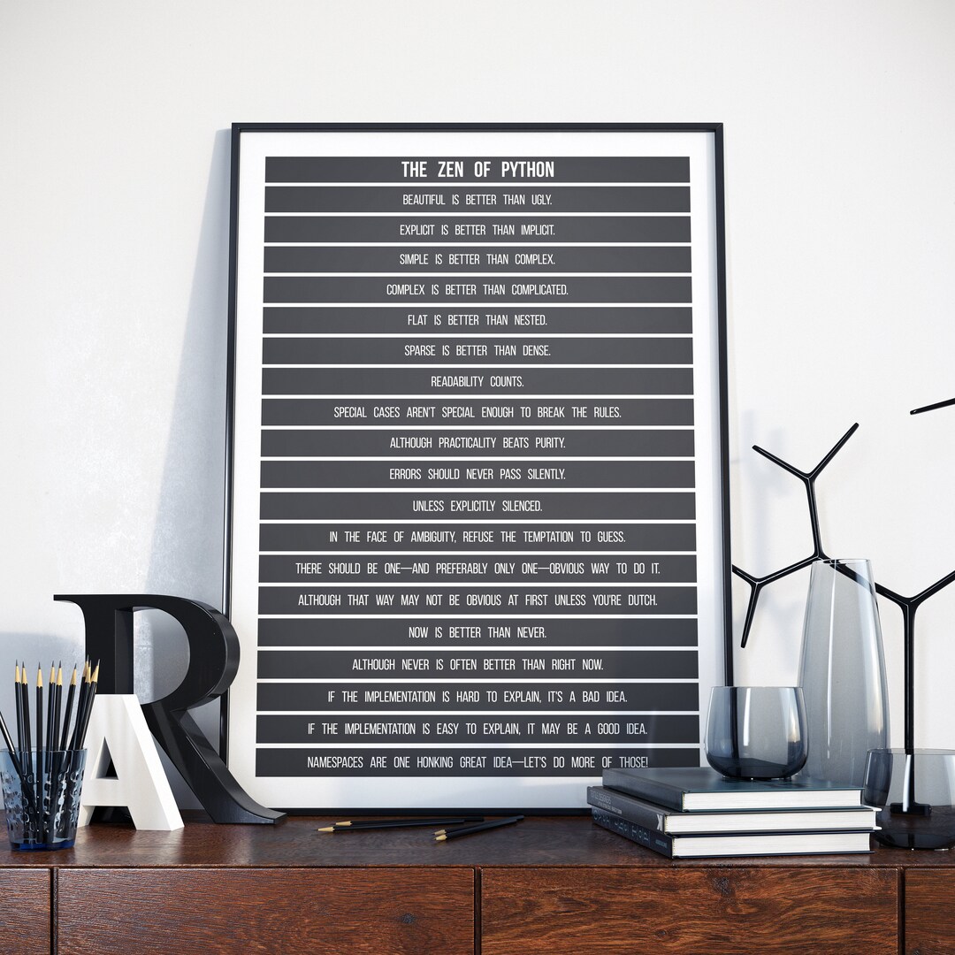 The Zen of Python Poster, Software Code Style Principles Geek Poster ...