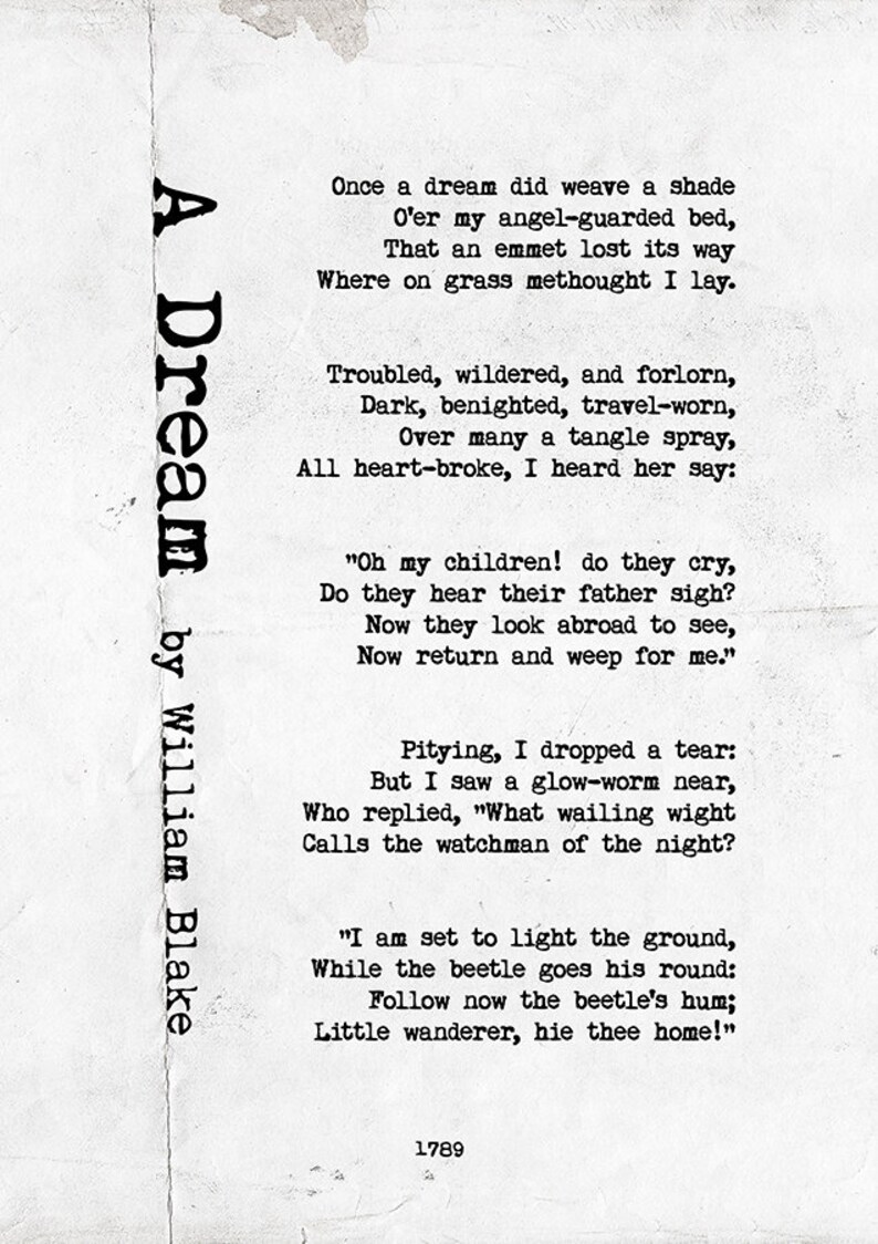 William Blake William Blake Poetry Poster William Blake Poem - Etsy