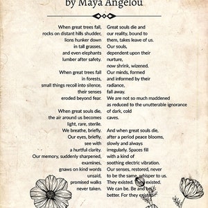 When Great Trees Fall Maya Angelou Maya Angelou Verse Maya - Etsy