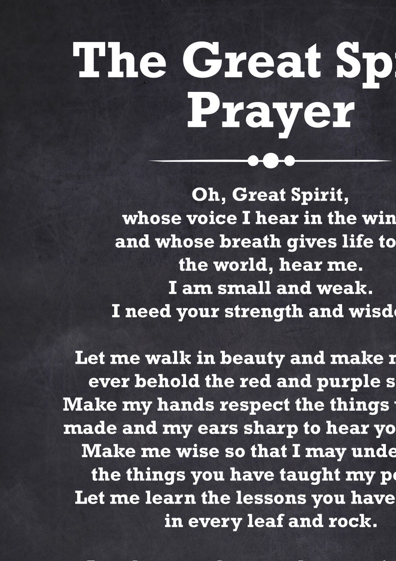 The Great Spirit Prayer Chief Yellow Lark Prayer Native - Etsy
