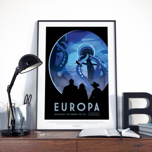 Europa, Europa Moon Poster, Jupiter II, Galilean Moon Vintage Poster ...