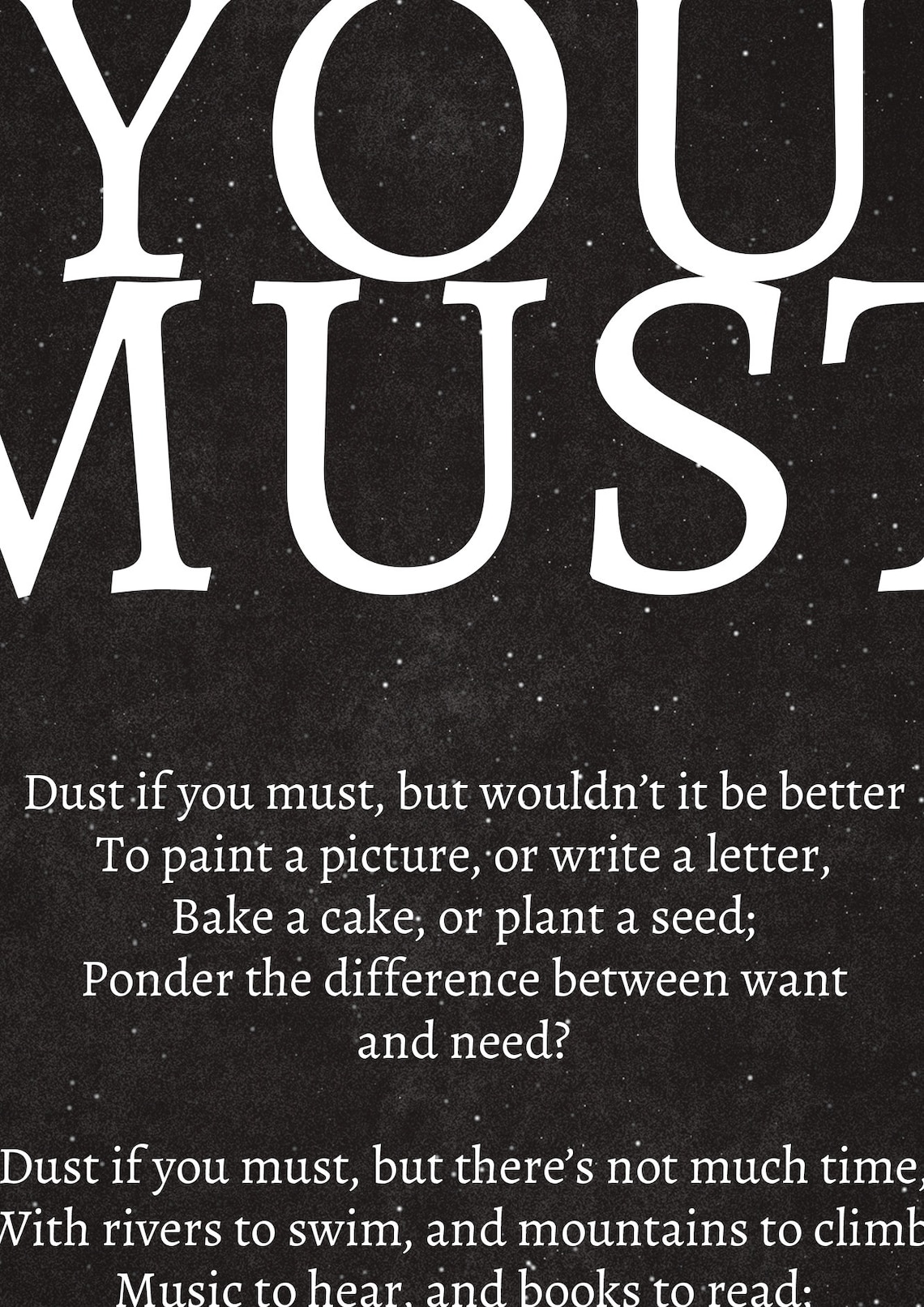 Dust If You Must by Rose Milligan Poem Wall Art Rose - Etsy