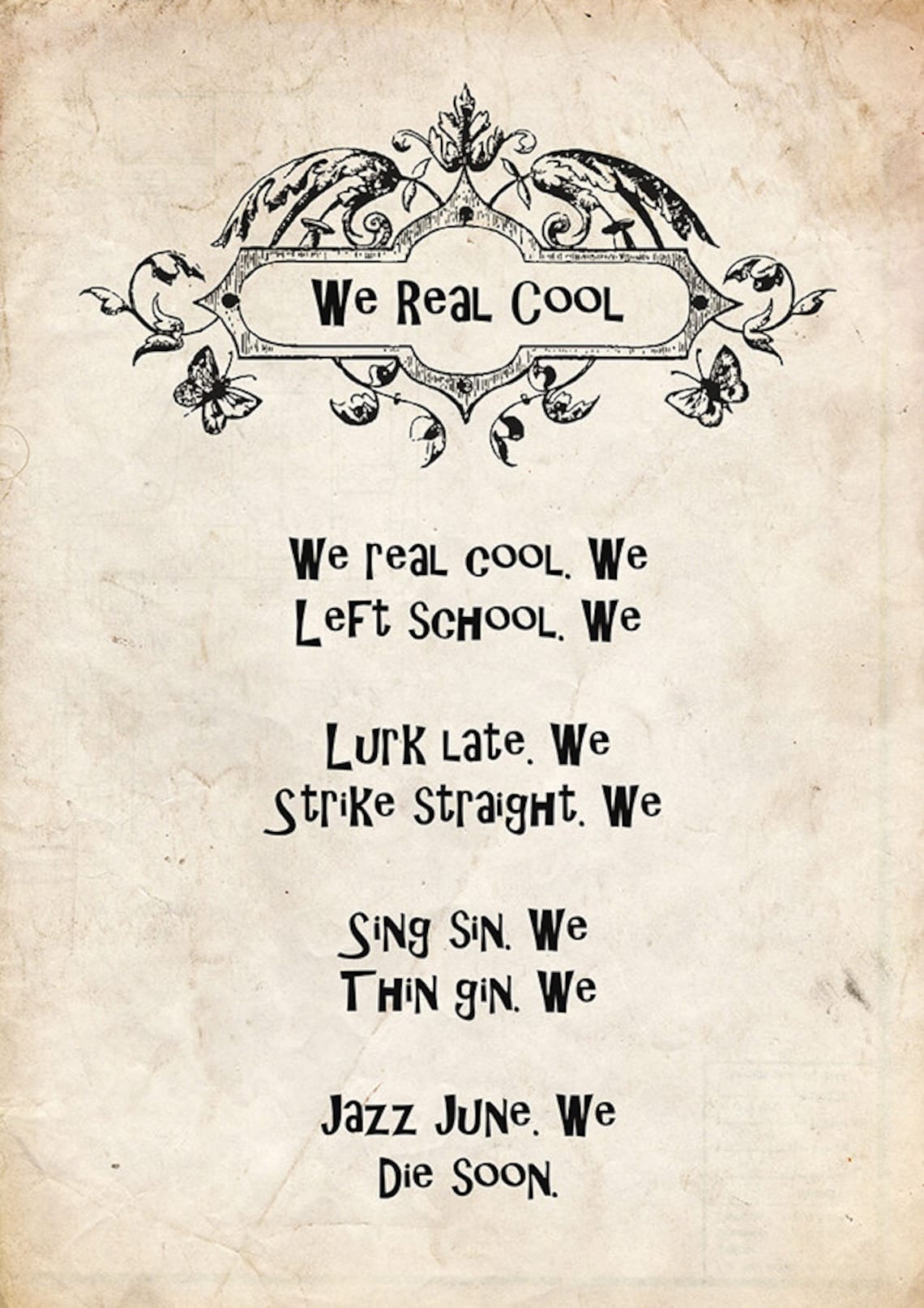 We Are Cool We Are Cool by Gwendolyn Brooks Poem Gwendolyn - Etsy