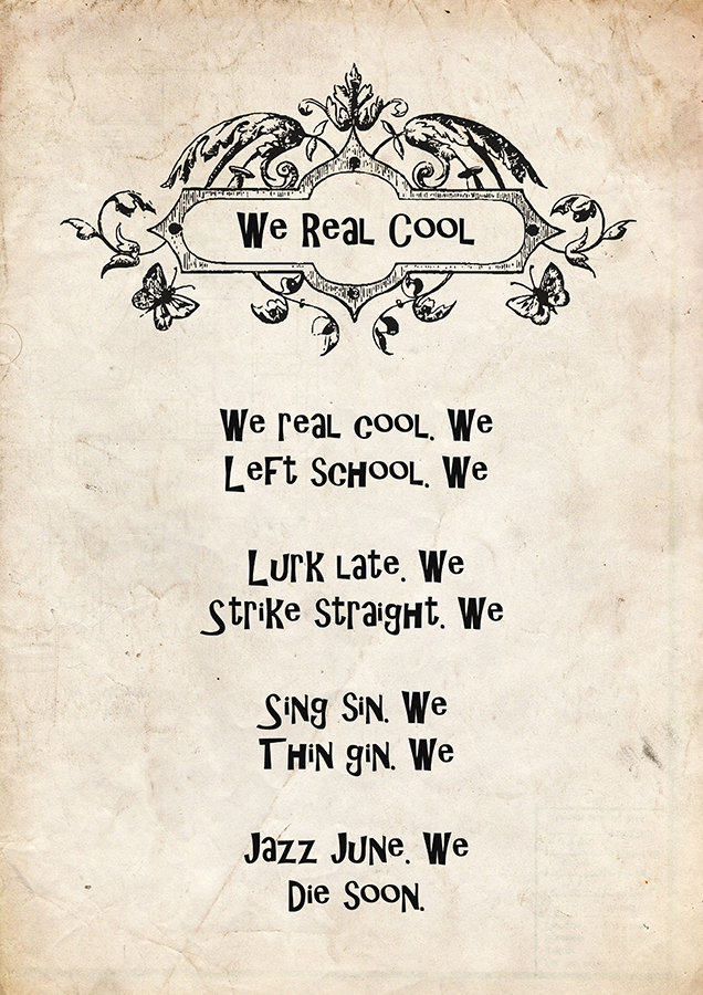 We Are Cool We Are Cool by Gwendolyn Brooks Poem Gwendolyn - Etsy UK