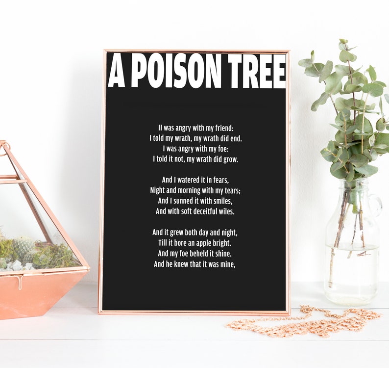 A Poison Tree by William Blake William Blake Poem Poster | Etsy