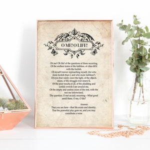 Oh Me Oh Life by Walt Whitman Poem, Walt Whitman, Walt Whitman Poster ...