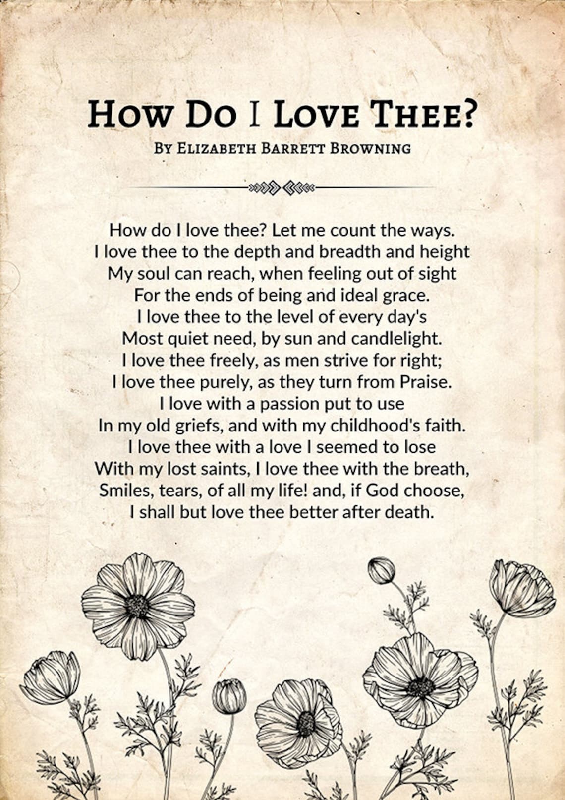 How Do I Love Thee Elizabeth Barrett Browning Elizabeth | Etsy