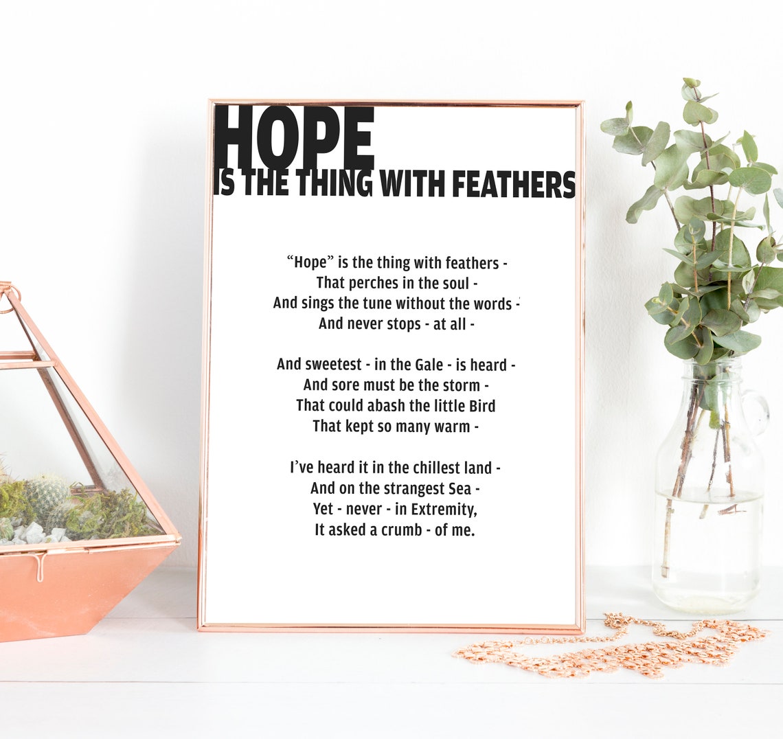 Hope Poem by Emily Dickinson Emily Dickinson Poem Poster | Etsy