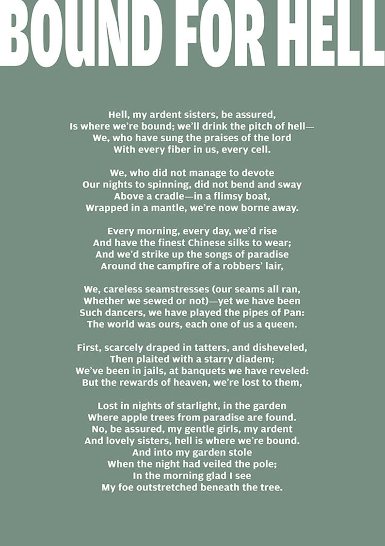 Bound for Hell by Marina Tsvetaeva Bound for Hell Poem - Etsy