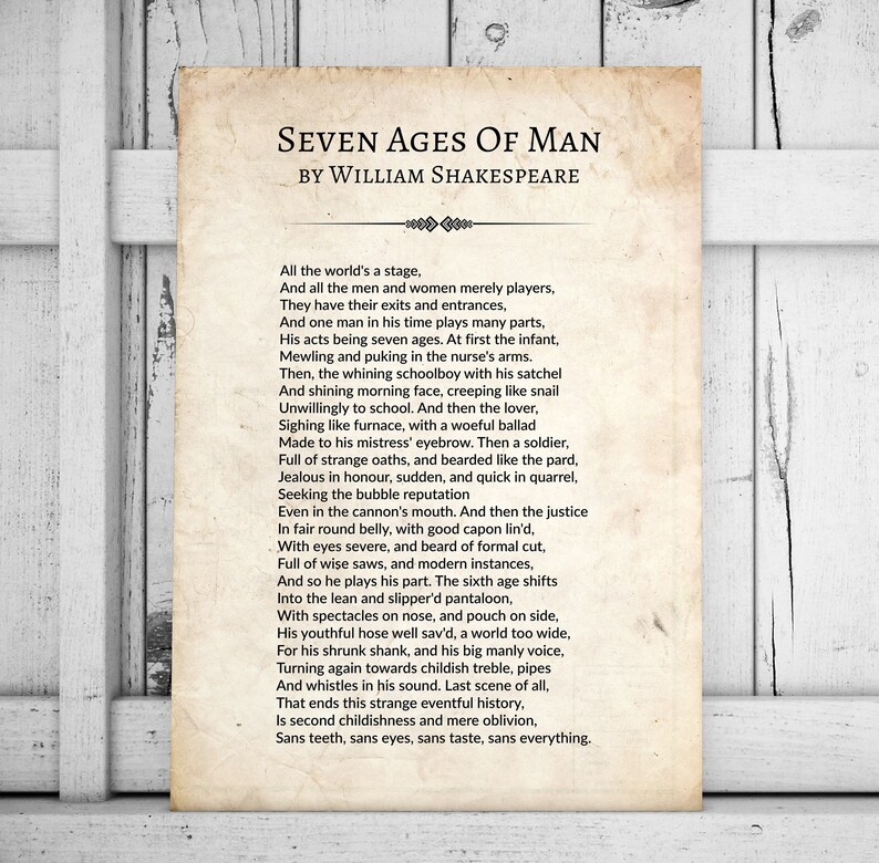 Seven Ages of Man by William Shakespeare William Shakespeare - Etsy