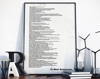 Wear Sunscreen Poster - Etsy