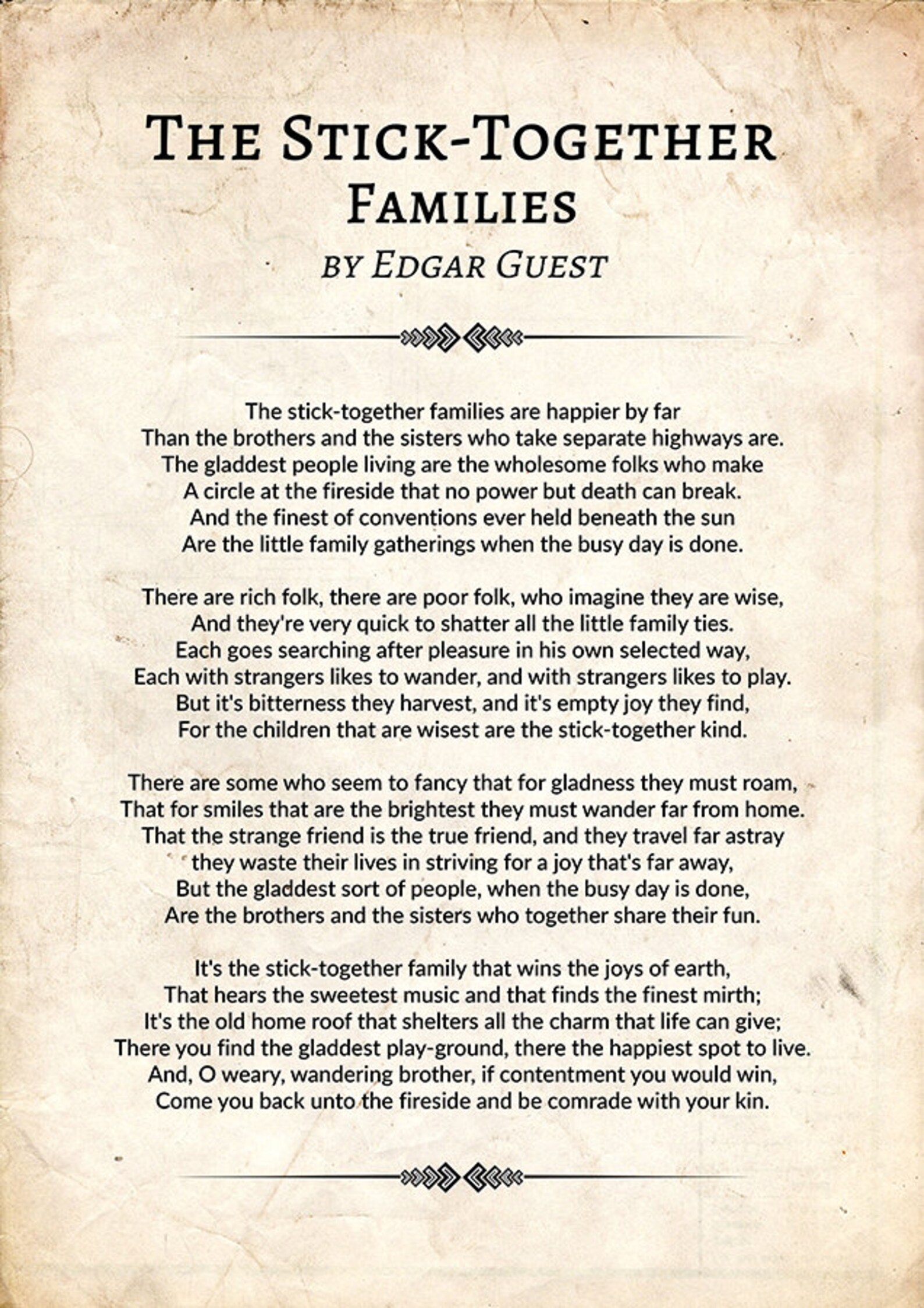 The Stick-together Families' by Edgar Guest Edgar Guest - Etsy Denmark