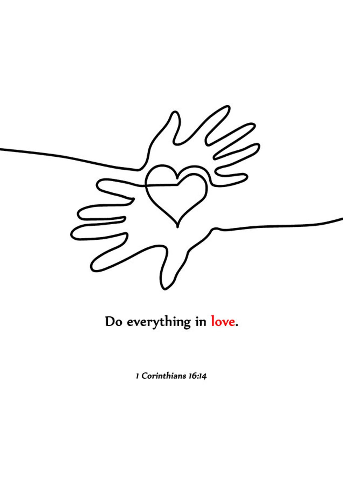 Line Art Poster Line art Bible verse Artwork Corinthians 13 | Etsy