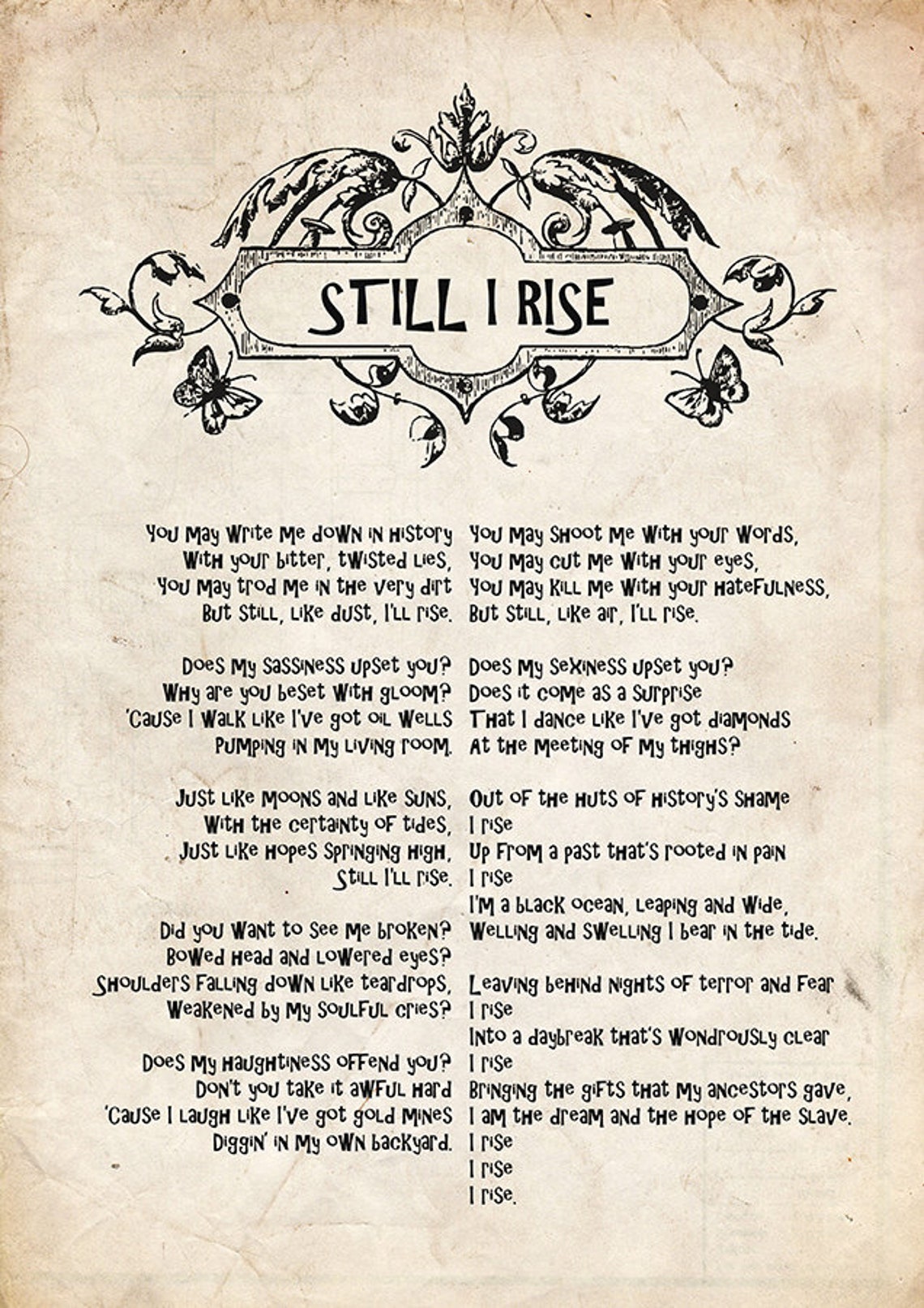 Still I Rise Still I Rise Poem Still I Rise Print Maya | Etsy
