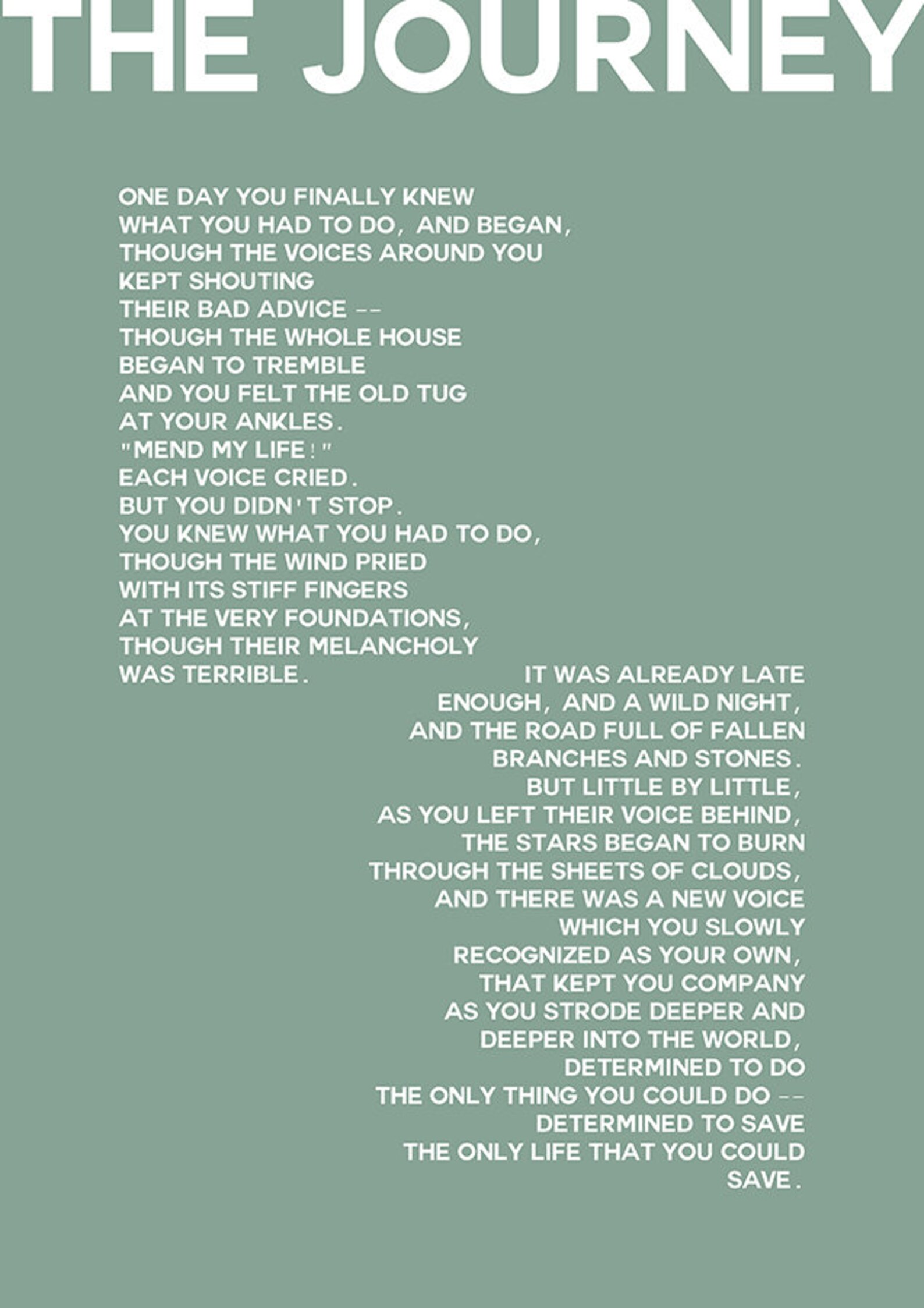 The Journey By Mary Oliver The Journey Poem Wall Art Mary Etsy