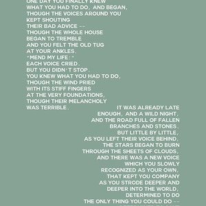 The Journey by Mary Oliver, the Journey Poem Wall Art, Mary Oliver ...