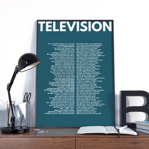 Television Poem by Roald Dahl, Roald Dahl, Roald Dahl Poem Wall Art, Roald Dahl Poster, Roald ...