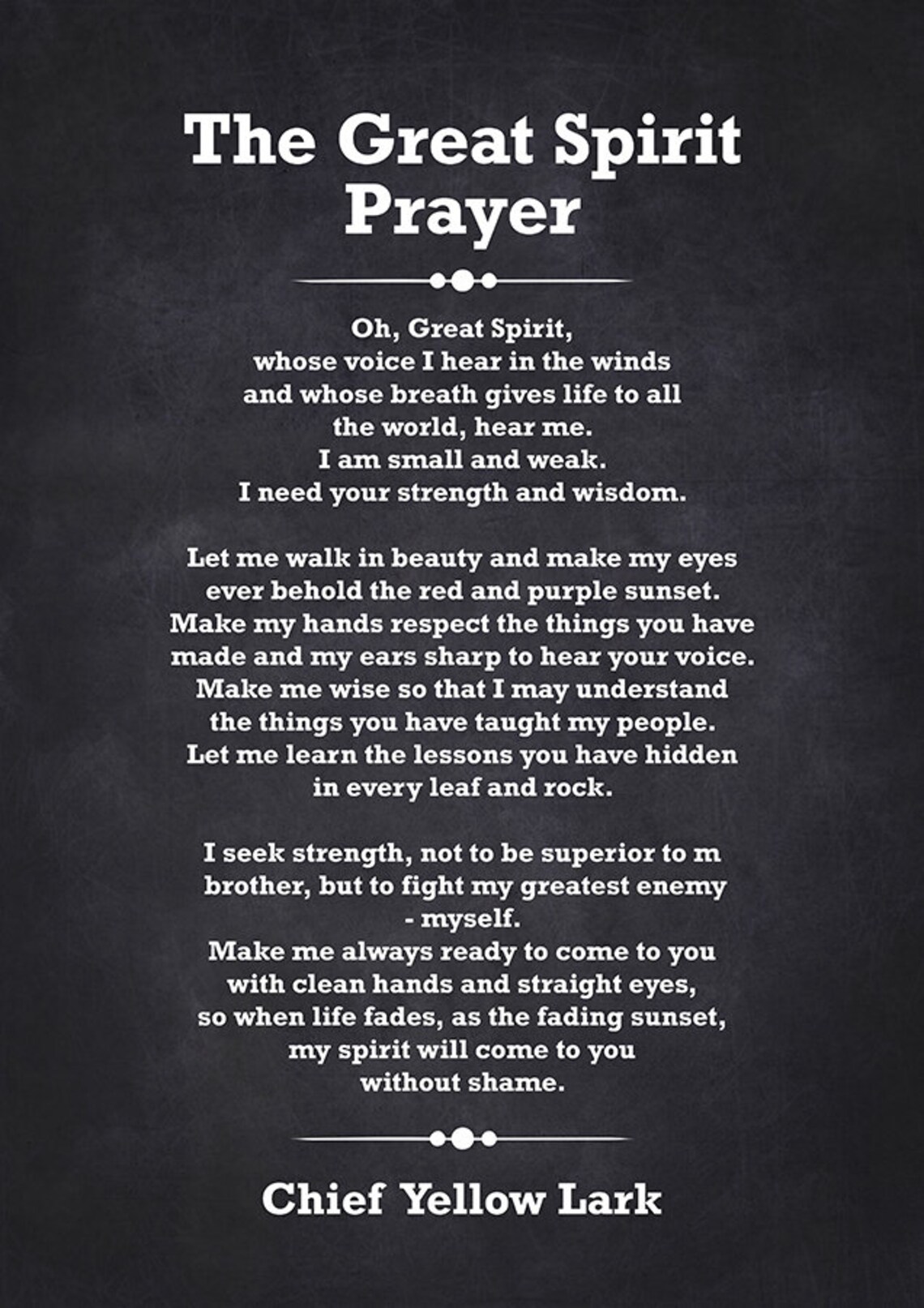 The Great Spirit Prayer Chief Yellow Lark Prayer Native - Etsy