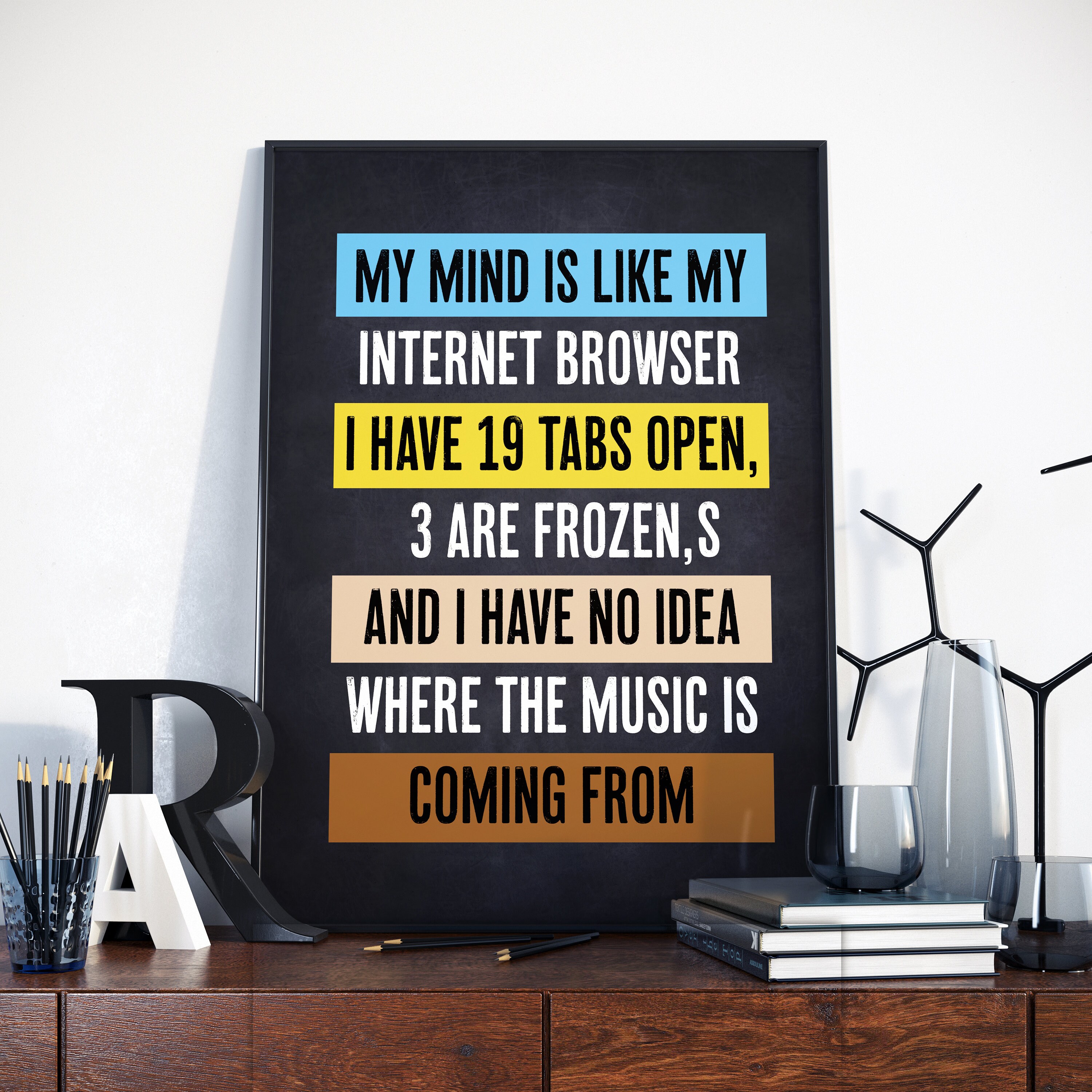 My Mind is Like Internet Browser ... Quote Poster Quote | Etsy