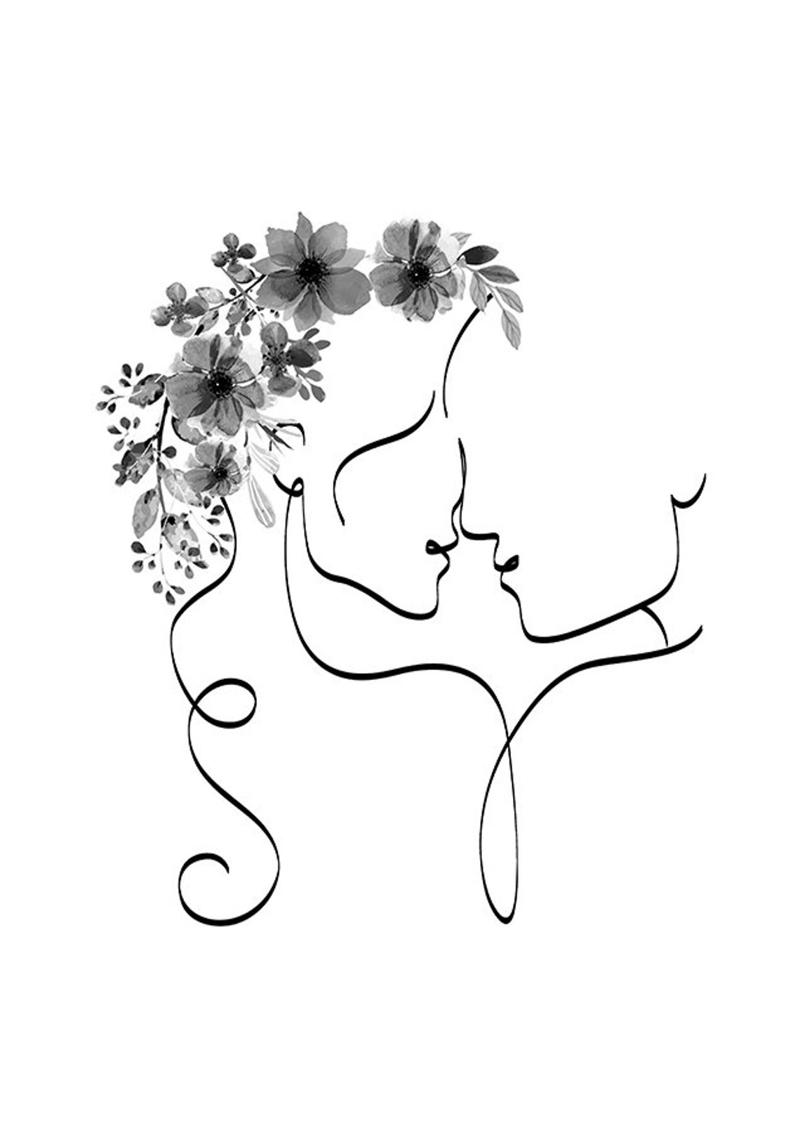 Line Art Couple Line Art Pair Line Art Lovers Couple | Etsy