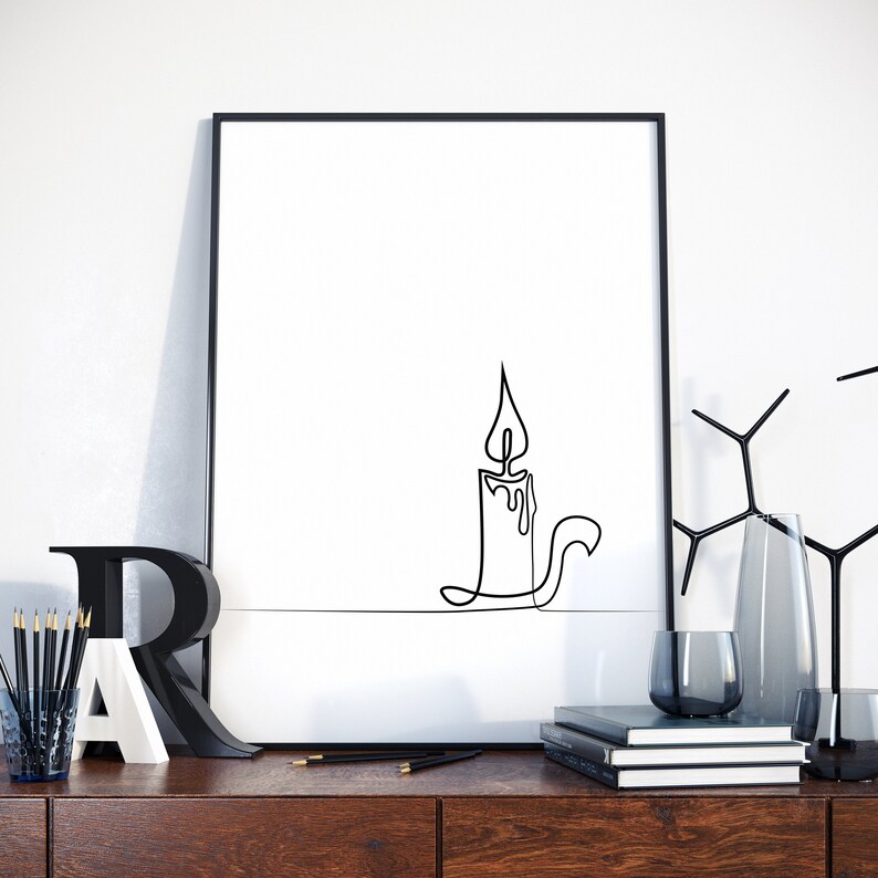 Candle Line Art Print Candle Line Art Print Candle Line Art - Etsy