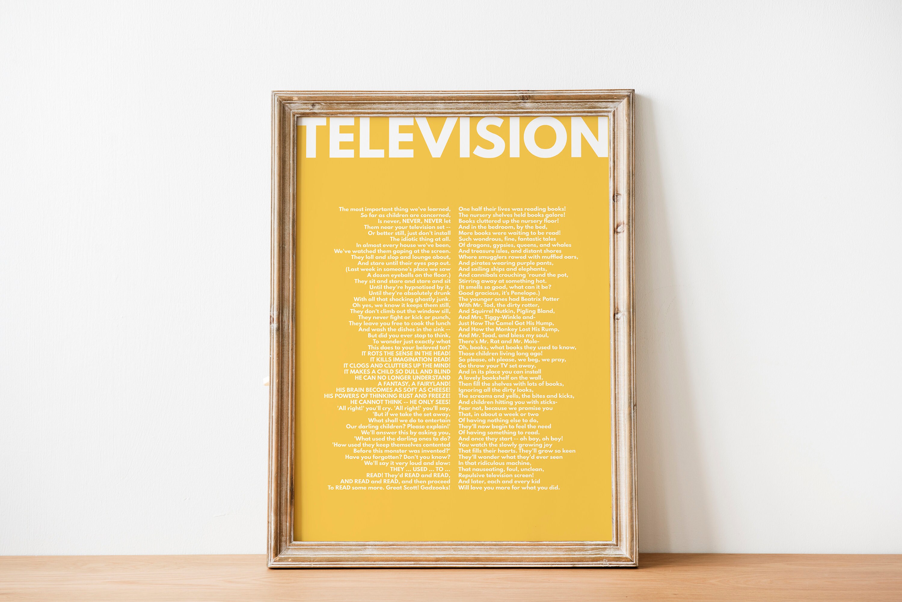 Television Poem by Roald Dahl Roald Dahl Roald Dahl Poem - Etsy