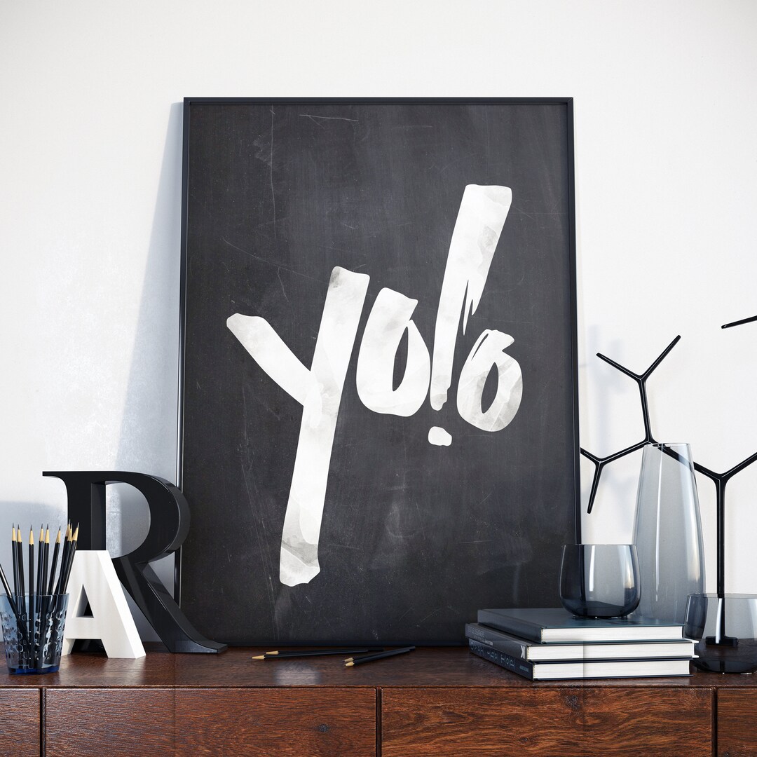Yolo, Yolo Poster, Yolo Print, Watercolor Chalkboard Minimalistic ...