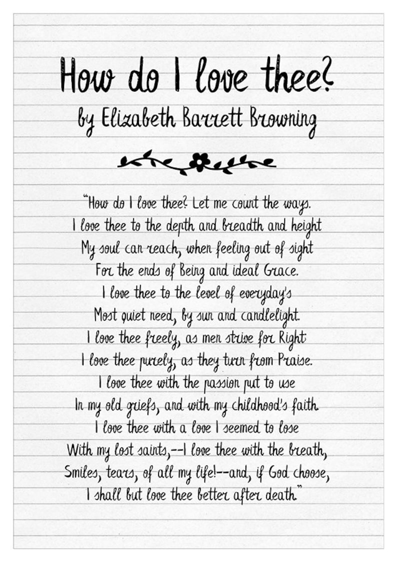 How Do I Love Thee Elizabeth Barrett Browning Elizabeth - Etsy