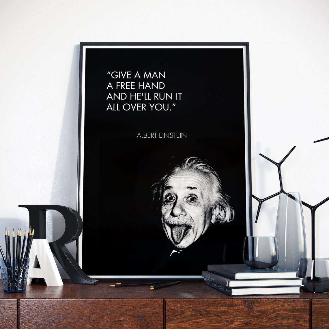 Albert Einstein Funny Fake Quote Albert Einstein Wall Art | Etsy