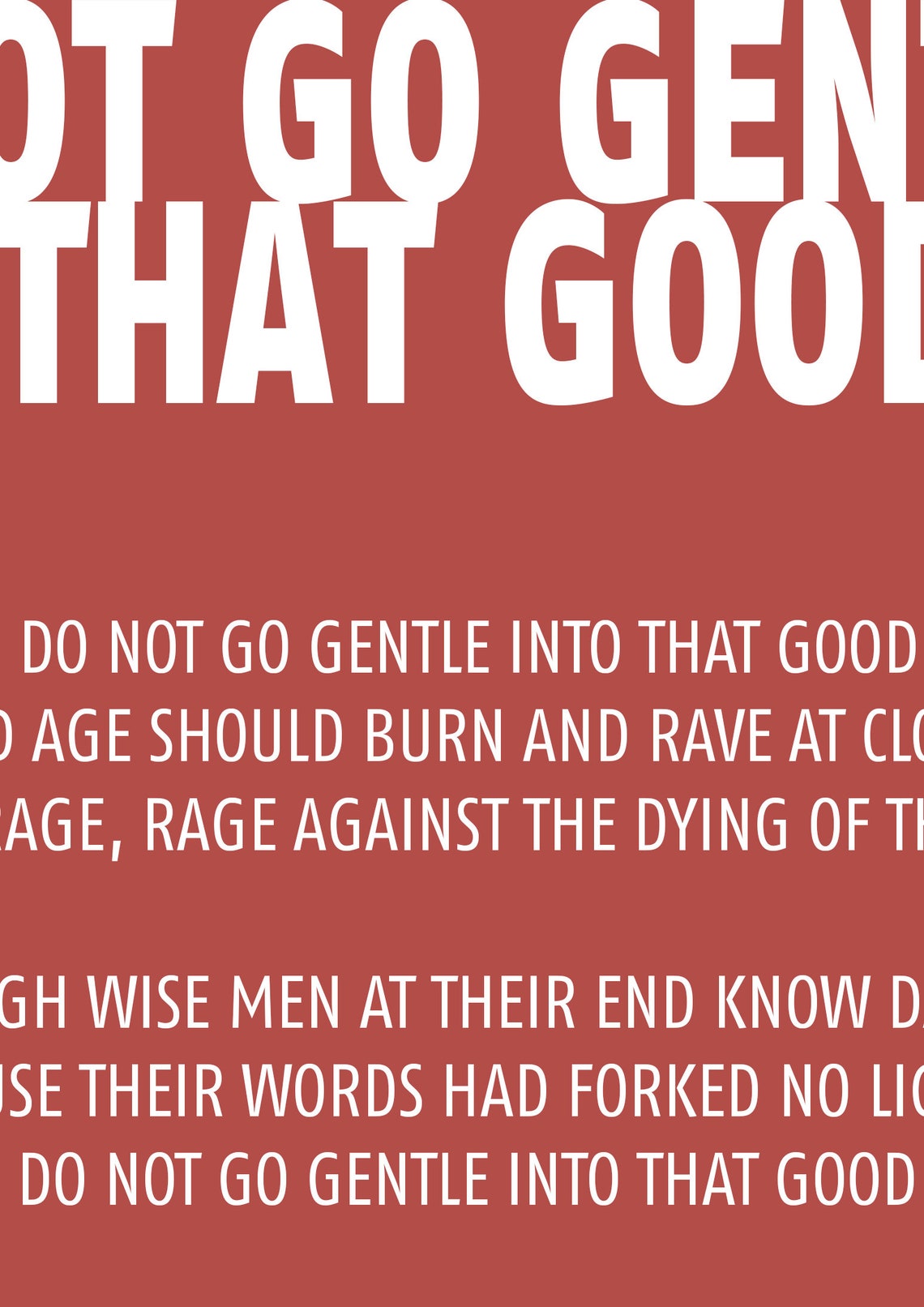 Do Not Go Gentle Into That Good Night Poem by Dylan Thomas - Etsy
