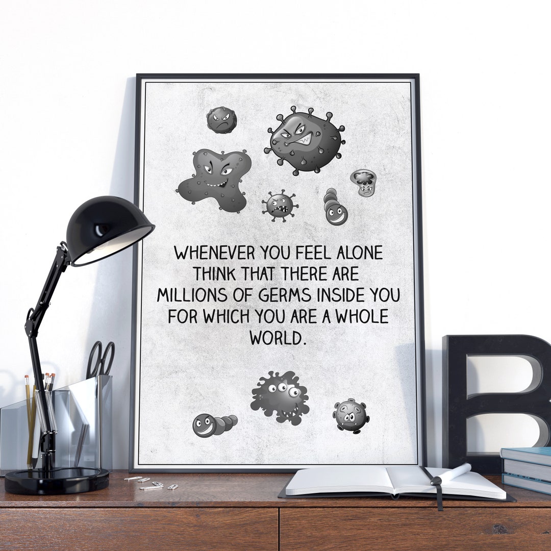 Germs Poster, Funny Quote, Biologial Funny Quote Gift Poster, Bacteria ...